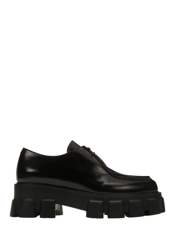 Prada Monolith 55mm Pointy Lace-up Loafer - Black