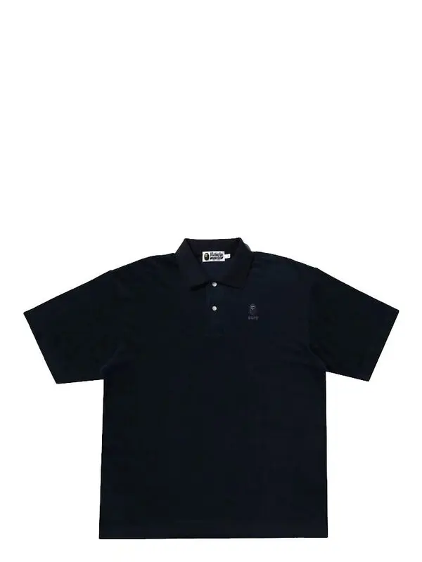 A BATHING APE Ape Head Towelling Relaxed Fit Polo Shirt - Navy Blue