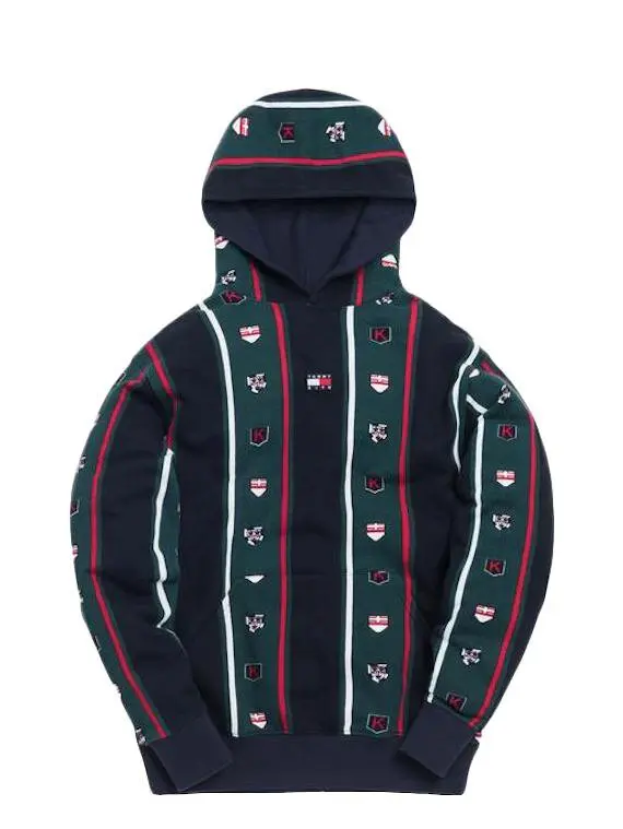 Kith X Tommy Hilfiger Stripe Hoodie - Forest/navy Blue
