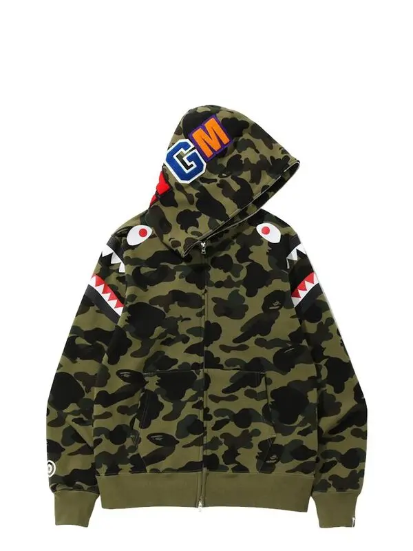 BAPE 1st Camo Shark Full Zip Hoodie - Green