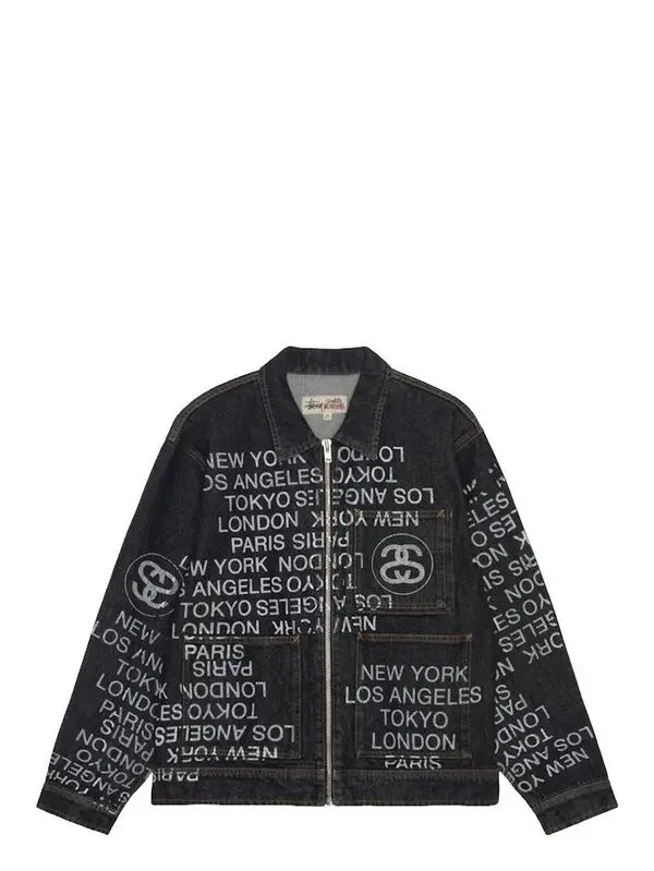 StÜssy Denim Zip Work City Link Jacket - Washed Black