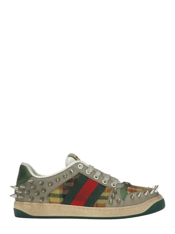 Gucci Screener Gg Leather Sneaker - Beige/green
