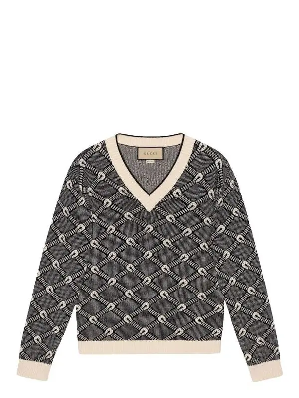 Gucci Slim-fit Patterned Sweater - Black White