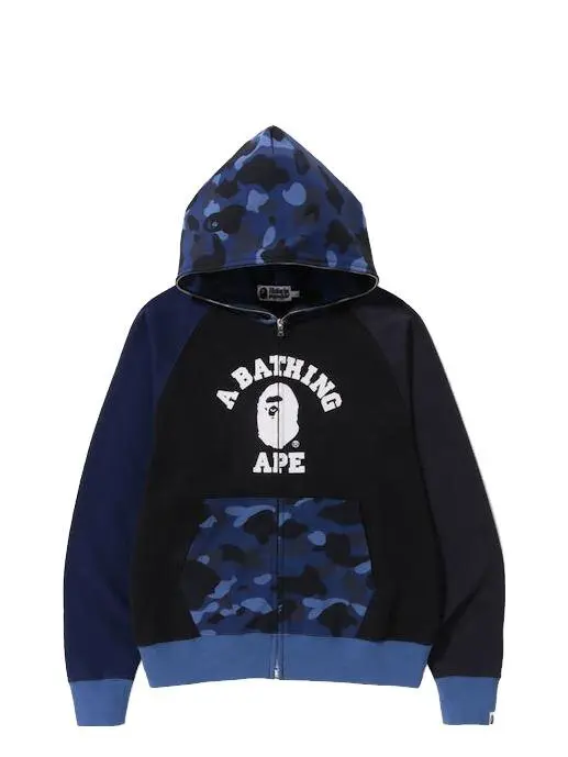 BAPE Camo Relaxed Fit Full Zip Hoodie - Navy Blue