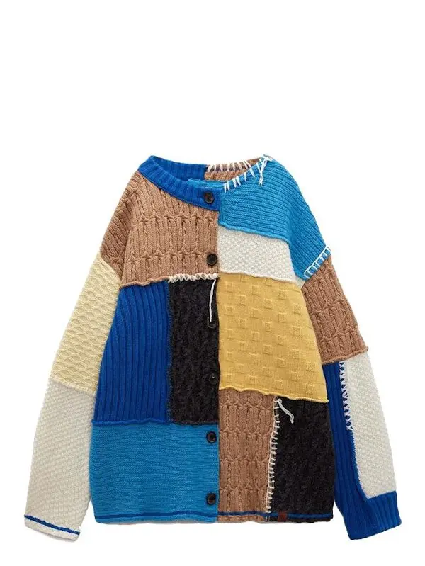 ADER ERROR X Zara Oversized Patchwork Knit Cardigan - Multicolored