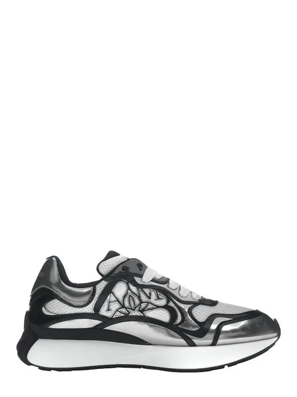 Alexander McQueen Sprint Runner Tone Seal Sneakers - Black/white/silver