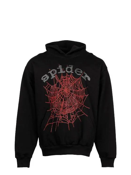 SP5DER Og Rhinestone Logo Hoodie - Black