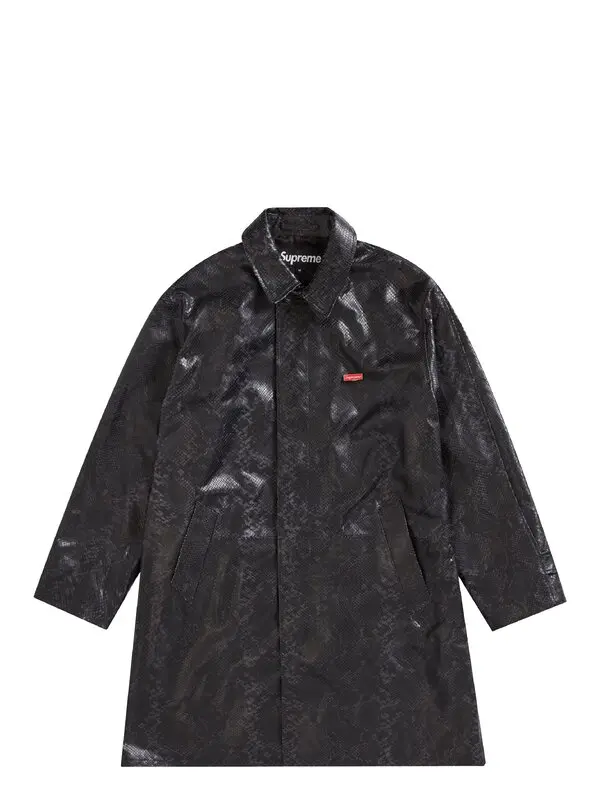 Supreme Leather Snake Trench Coat - Black