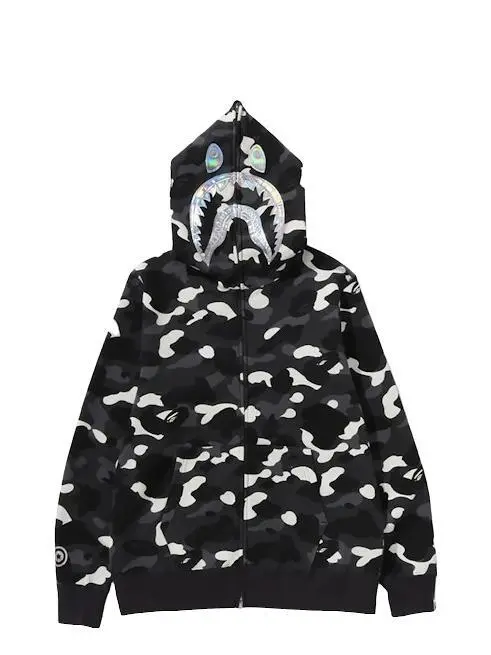 BAPE City Camo Shark Full Zip Hoodie - Black