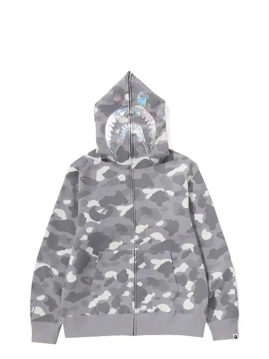 BAPE City Camo Shark Full Zip Hoodie - Gray