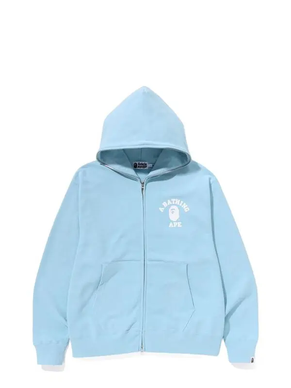 BAPE College Relaxed Fit Full Zip Hoodie - Sax
