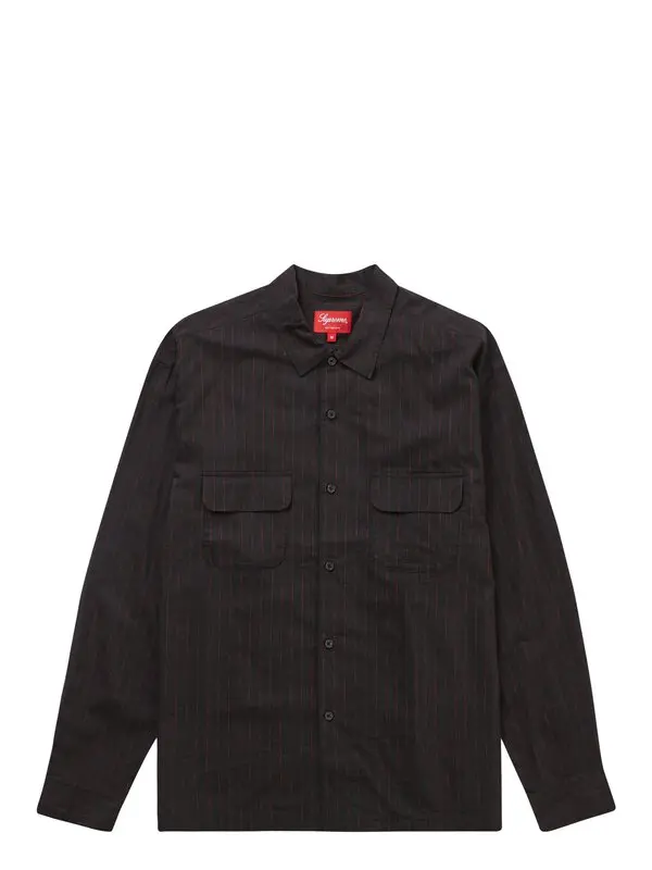 Supreme Pinstripe Linen Shirt - Black