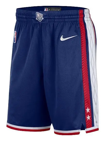 Nike Nba Brooklyn Nets City Edition 75th Anniversary Swingman Shorts - Game Royal/gym Red/white