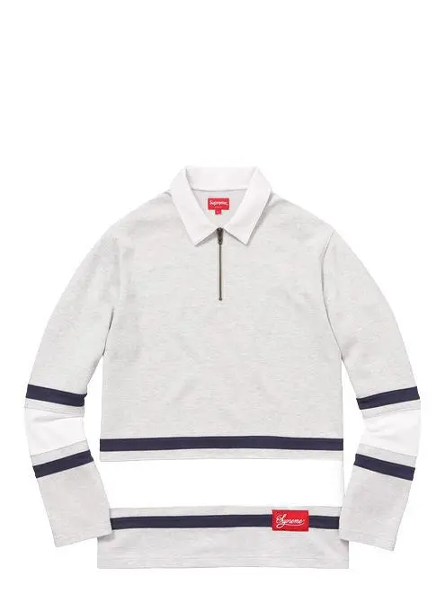 Supreme Half Zip Rugby Shirt - Ash Grey