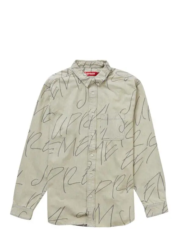 Supreme Handwriting Jacquard Denim Shirt - Dirty