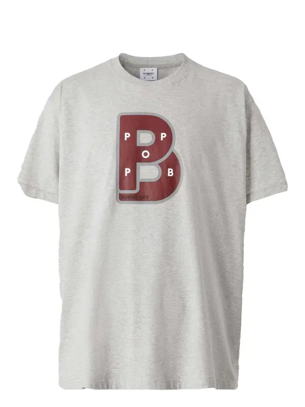 Burberry Letter Graphic Cotton T-shirt - Pale Grey Melange