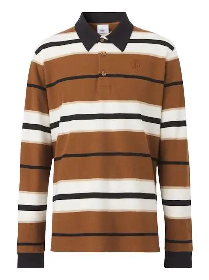 Burberry Longsleeved Monogram Polo Shirt - Brown White Black