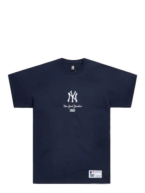 Kith For Major League Baseball New York Yankees Icon Script Box Tee Shirt - Navy Blue