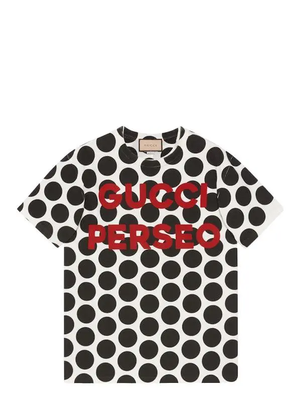 Gucci Perseo Polka Dot Print T-shirt - Black/white