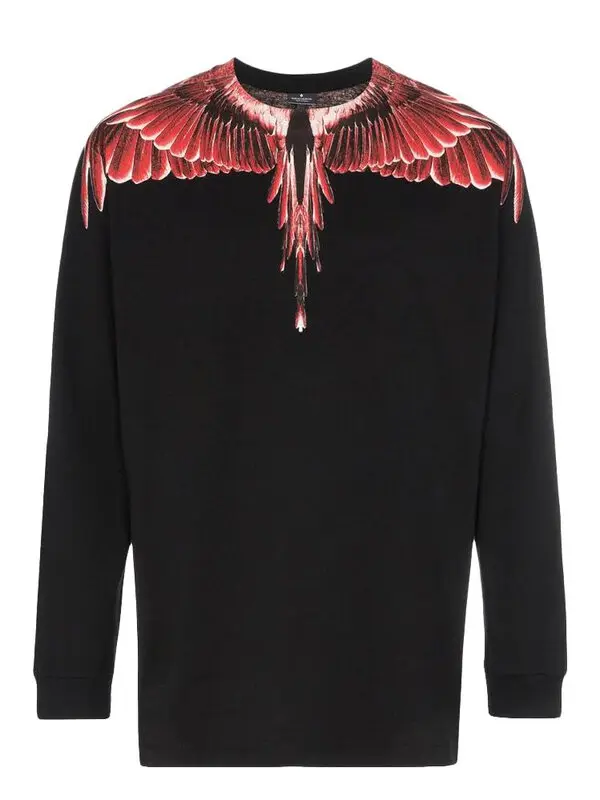MARCELO BURLON COUNTY OF MILAN Wing Long Sleeve T-shirt - Black Red