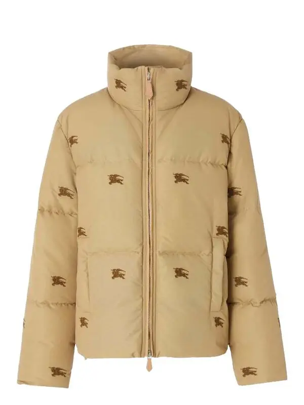 Burberry Embroidered Nylon Puffer Jacket - Camel