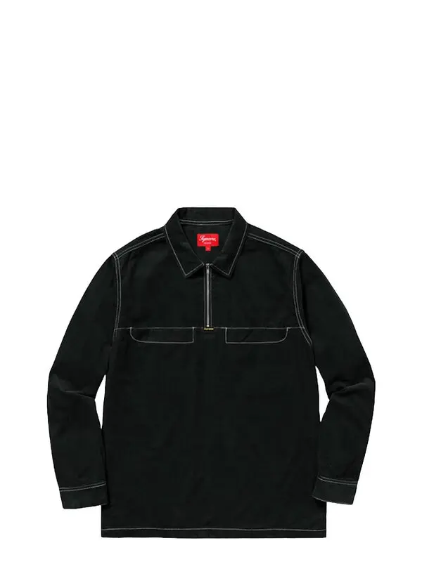 Supreme Corduroy Half Zip Shirt - Black