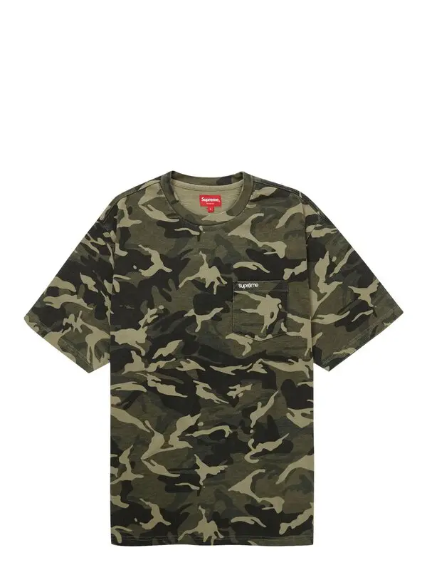 Supreme Short Sleeve Pocket Tee Shirt - Olive Camo