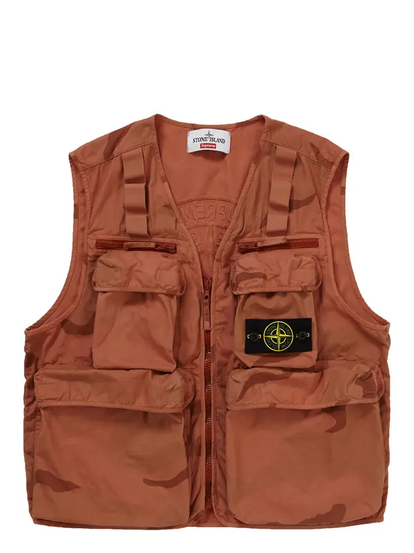 Supreme Stone Island Camo Cargo Vest - Coral Camo