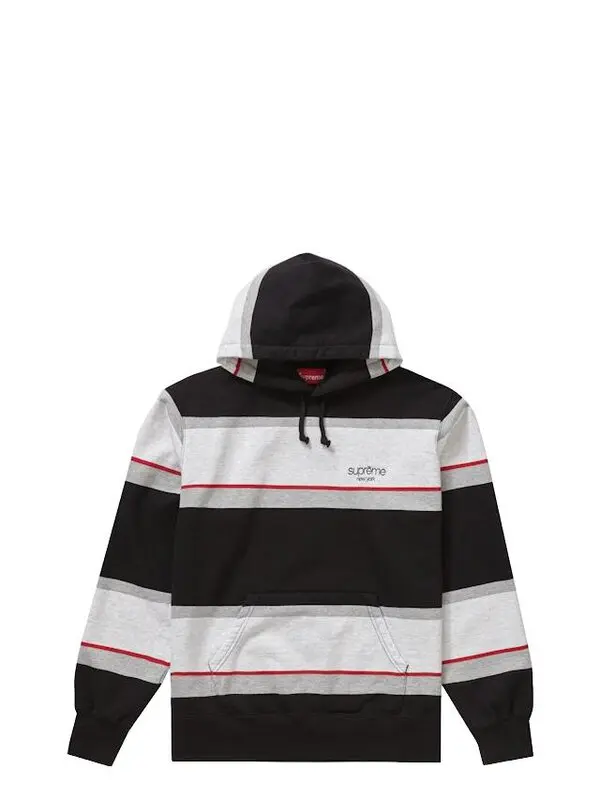 Supreme Stripe Hooded Sweatshirt - Black