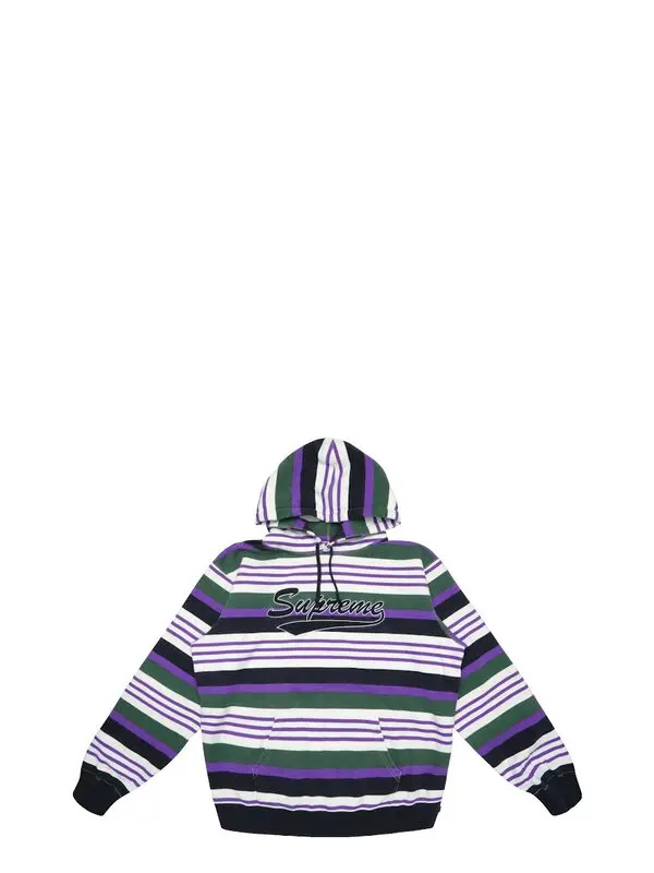 Supreme Striped Hooded Sweatshirt - Purple