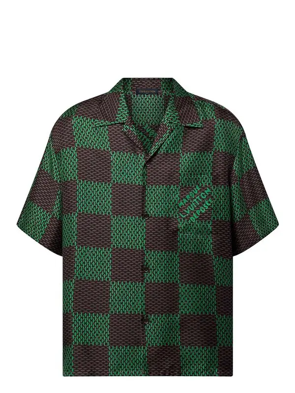 LOUIS VUITTON Open Collar Shortsleeved Silk Shirt - Jolly Green