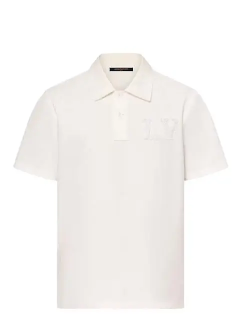 LOUIS VUITTON Poplin Polo Shirt With Embroidered Patch - Milky White