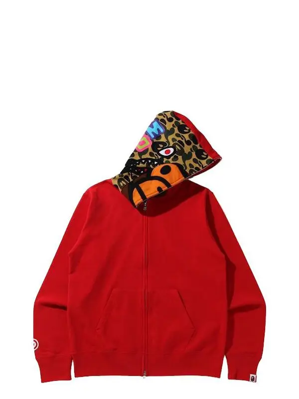 BAPE Milo Shark Full Zip Hoodie - Red