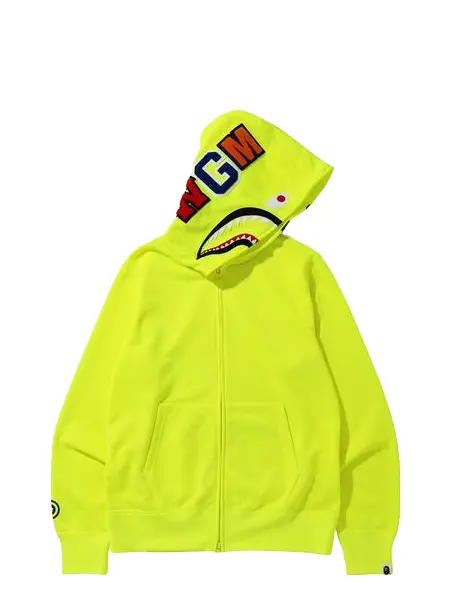 BAPE Neon Shark Full Zip Hoodie - Yellow