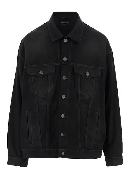 Balenciaga Political Campaign Oversized Denim Jacket - Black