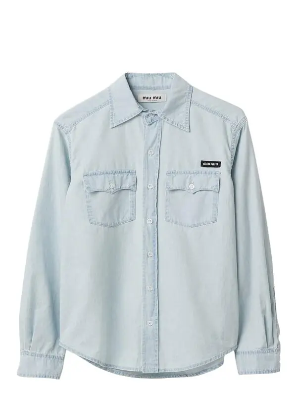 Miu Miu Chambray Button-down Shirt - F0076 Celeste