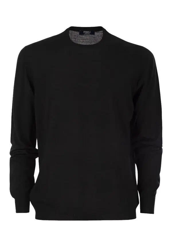 Fedeli Crew-neck Sweater In Superfine Virgin Wool - Black