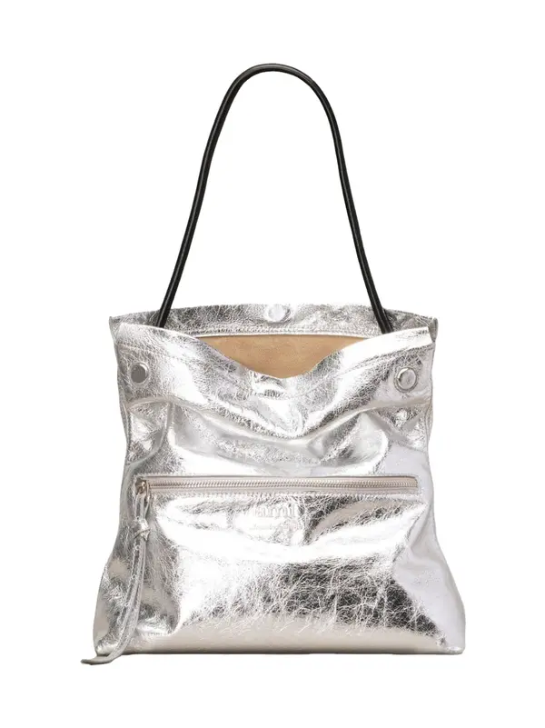 AMI Paris Metallic Folded Shoulder Bag - Silver