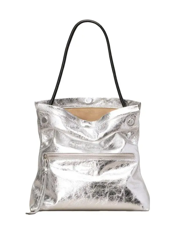 AMI Paris Metallic Folded Shoulder Bag - Silver