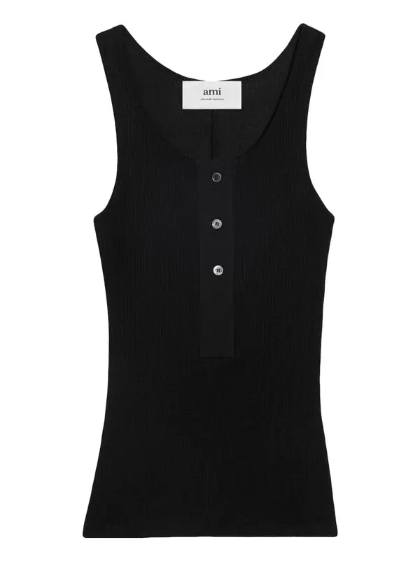 Ami Ribbed Tank Top - Black