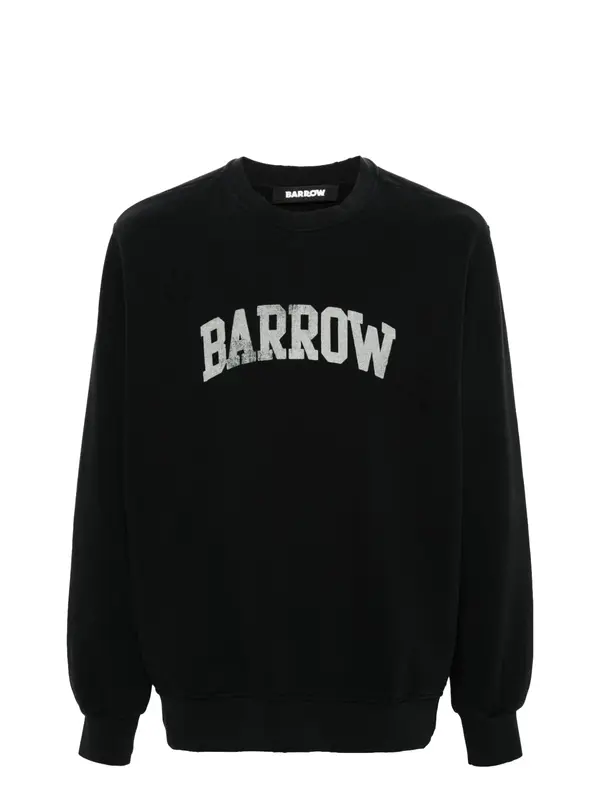 BARROW Logo-print Distressed Sweatshirt - Black