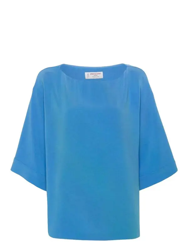 Alberto Biani Boat-neck Cady Blouse - Blue