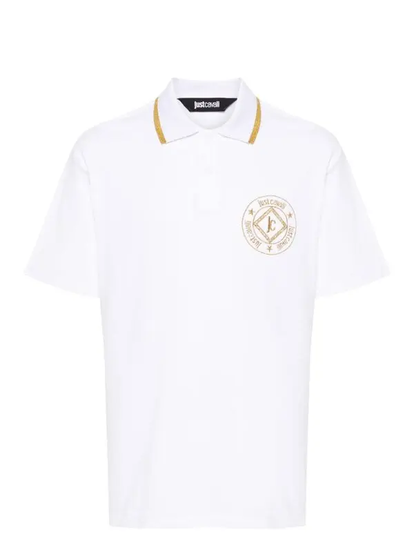 Just Cavalli Embroidered-logo Cotton Polo Shirt - White