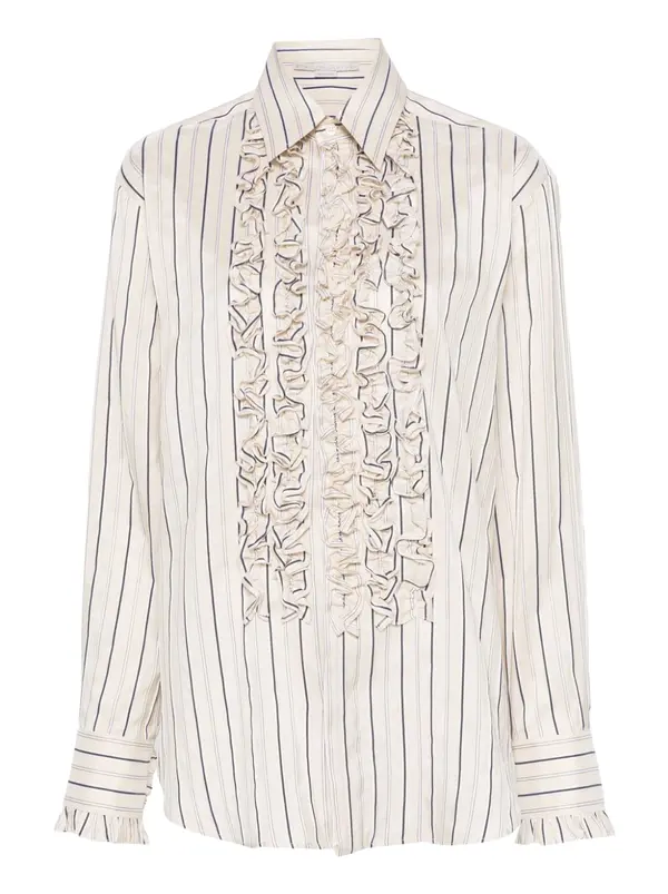 Stella McCartney Striped Ruffled Shirt - Neutrals