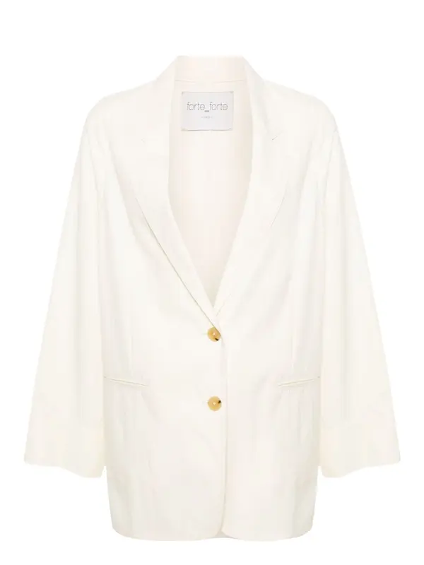FORTE_FORTE Single-breasted Twill Blazer - White