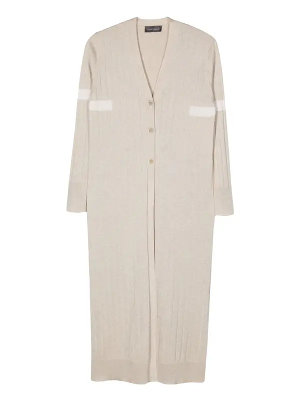 Lorena Antoniazzi Long Ribbed Cardigan Coat - Neutrals