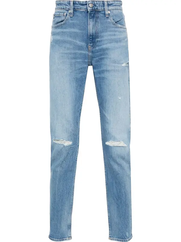 Calvin Klein Distressed Tapered-leg Jeans - Blue