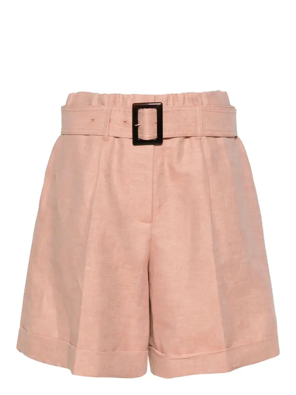 Lorena Antoniazzi Belted Pleated Thigh-length Shorts - Pink