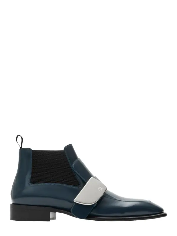Burberry Shield Leather Chelsea Boots - Blue