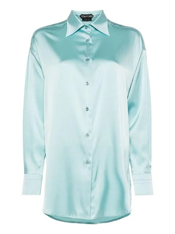 TOM FORD Satin Silk Shirt - Blue